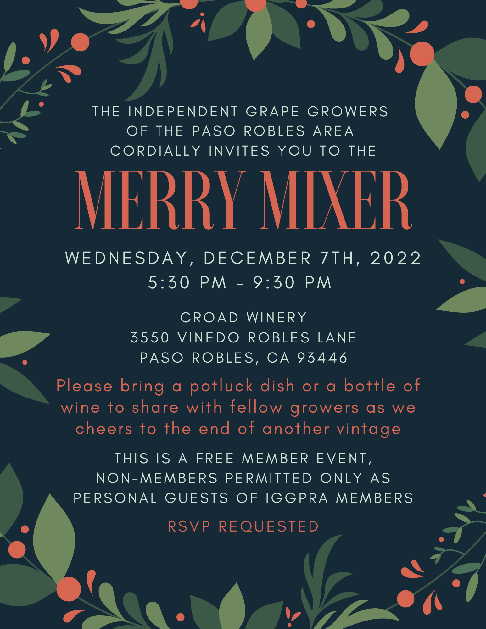 IGGPRA Wine Grape Grower Events in Paso Robles